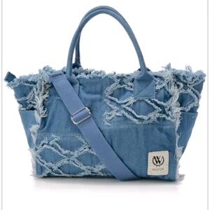 Wildfox | Bags | Nwt Wildfox Blue Frayed Denim Tote | Poshmark